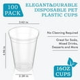 100 16 OZ Clear Cups, Disposable Party Cups for Iced Coffee, Smoothie ...