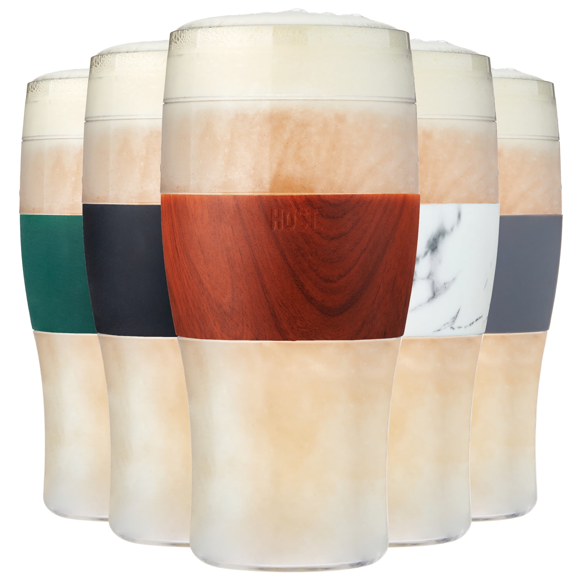 Host Freeze Beer Glasses - Double Wall Plastic Frozen Pint Glass, Wood ...