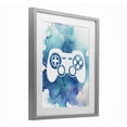 Blue Controller Splatter Gray Framed Print Under Glass, design by ...