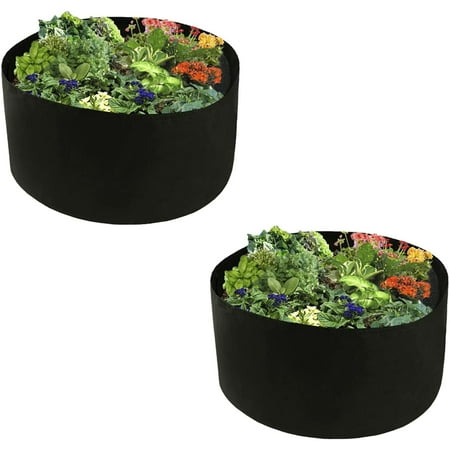 2 Pack 100 Gallon Plant Grow Bags, Round Fabric Felt Raised Garden ...