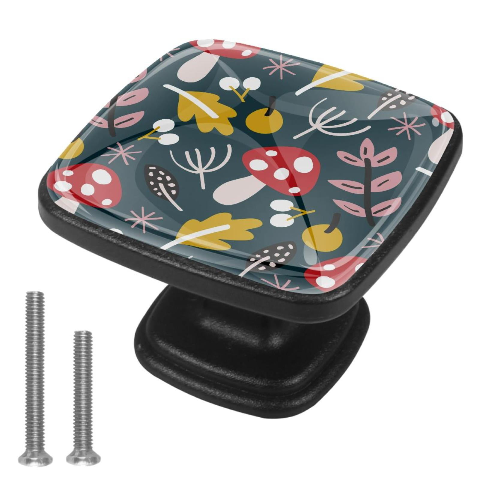 4 Pcs Cabinet Handle Drawer Pulls Mushroom Leaves Knobs with Screws ...