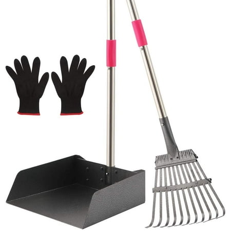 Extra Large Dog Pooper Scooper - Metal Pet Poop Tray and Rake Set with ...