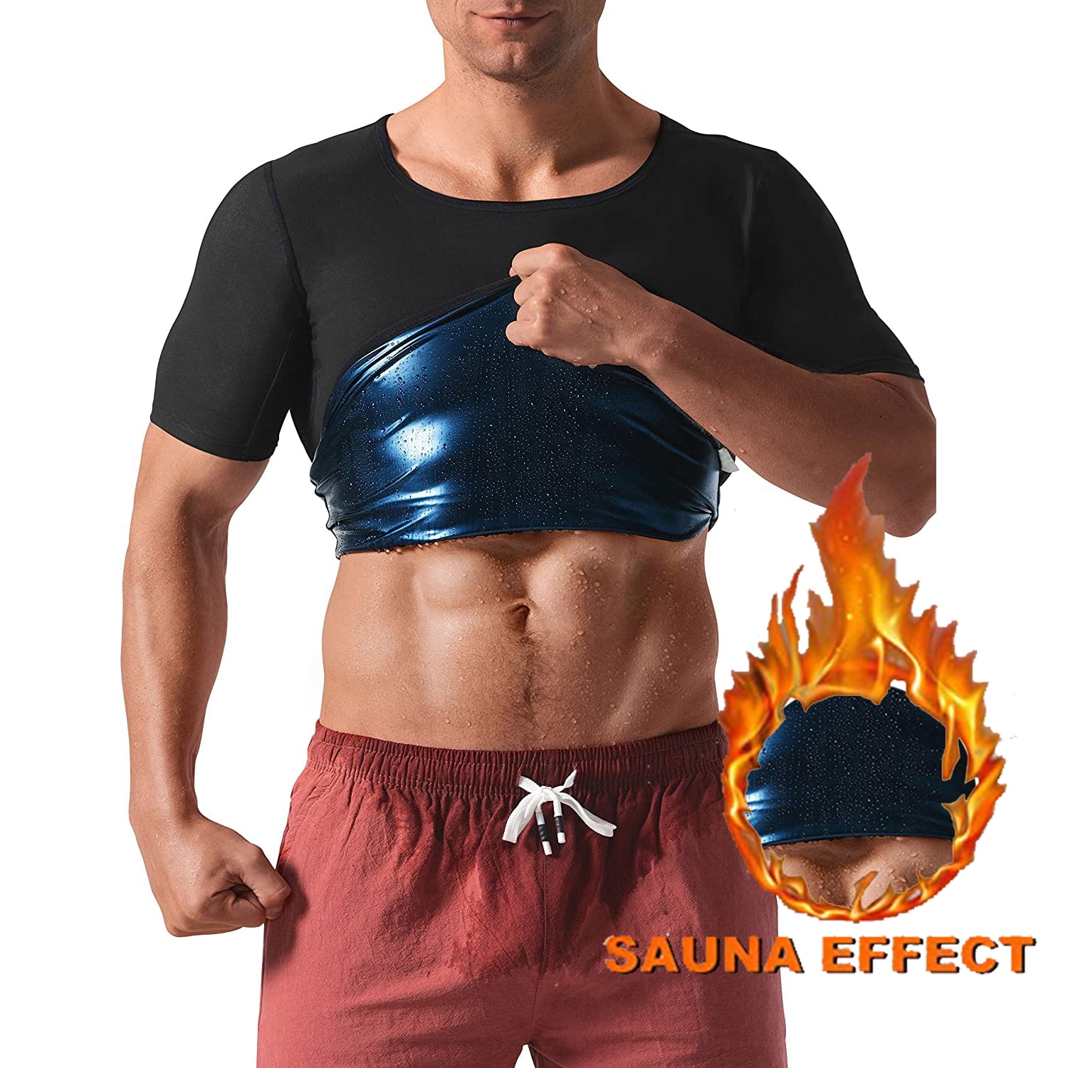 Lilvigor Men's Heat Trapping Shirt Sweat Body Shaper Vest Slimmer Sauna ...