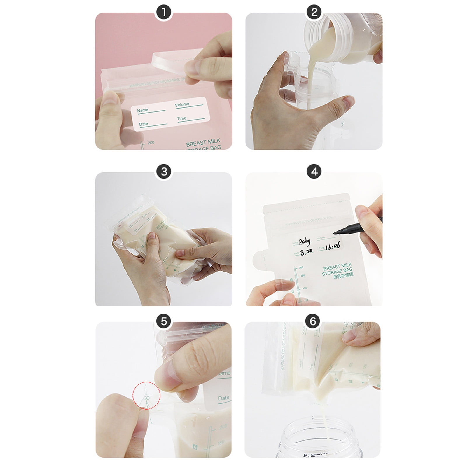 Contenedores para almacenar leche materna, 30 piezas Bolsa para almacenar leche materna Bolsa ...
