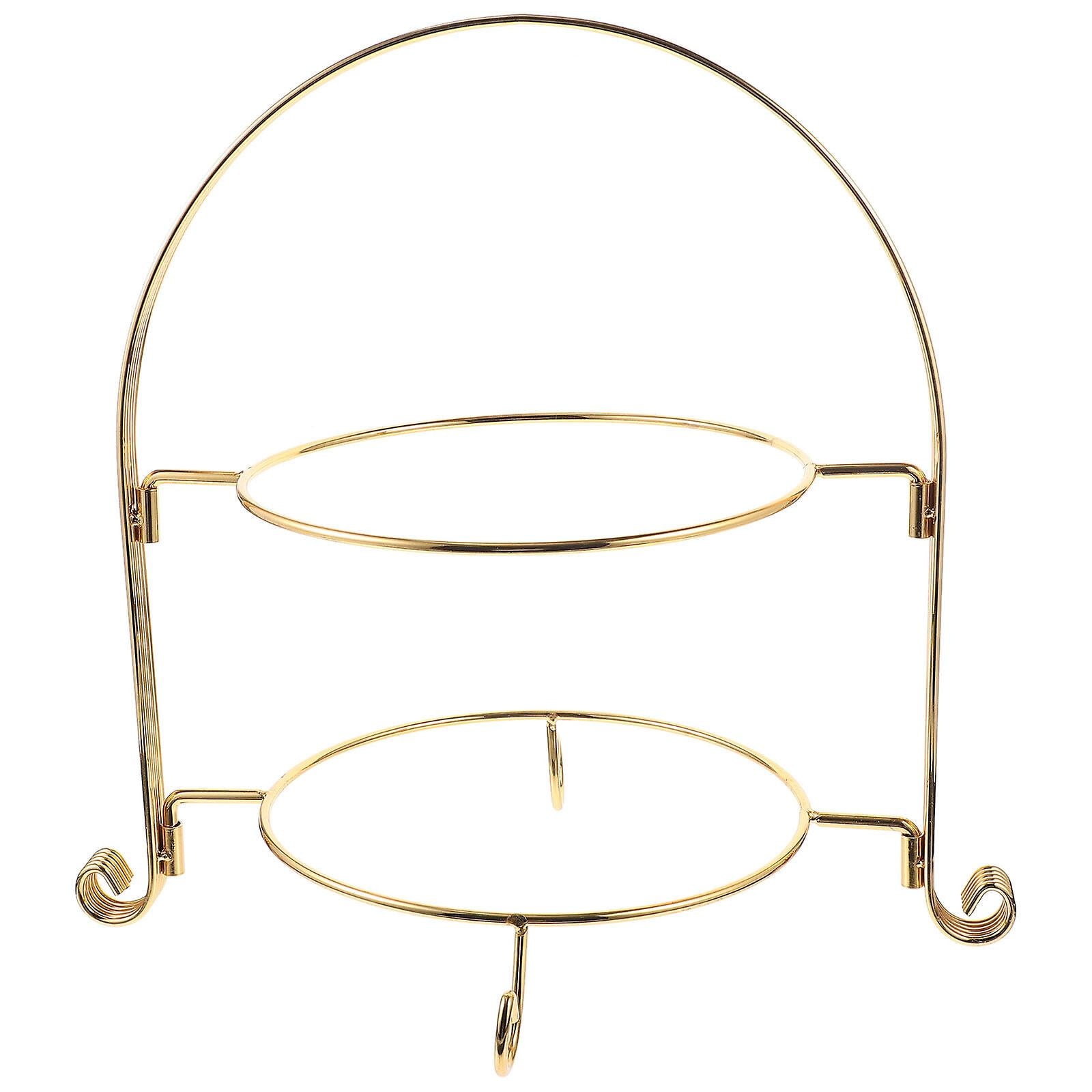 Golden Metal Cake Stand Detachable Cupcake Snack Storage Rack Double ...