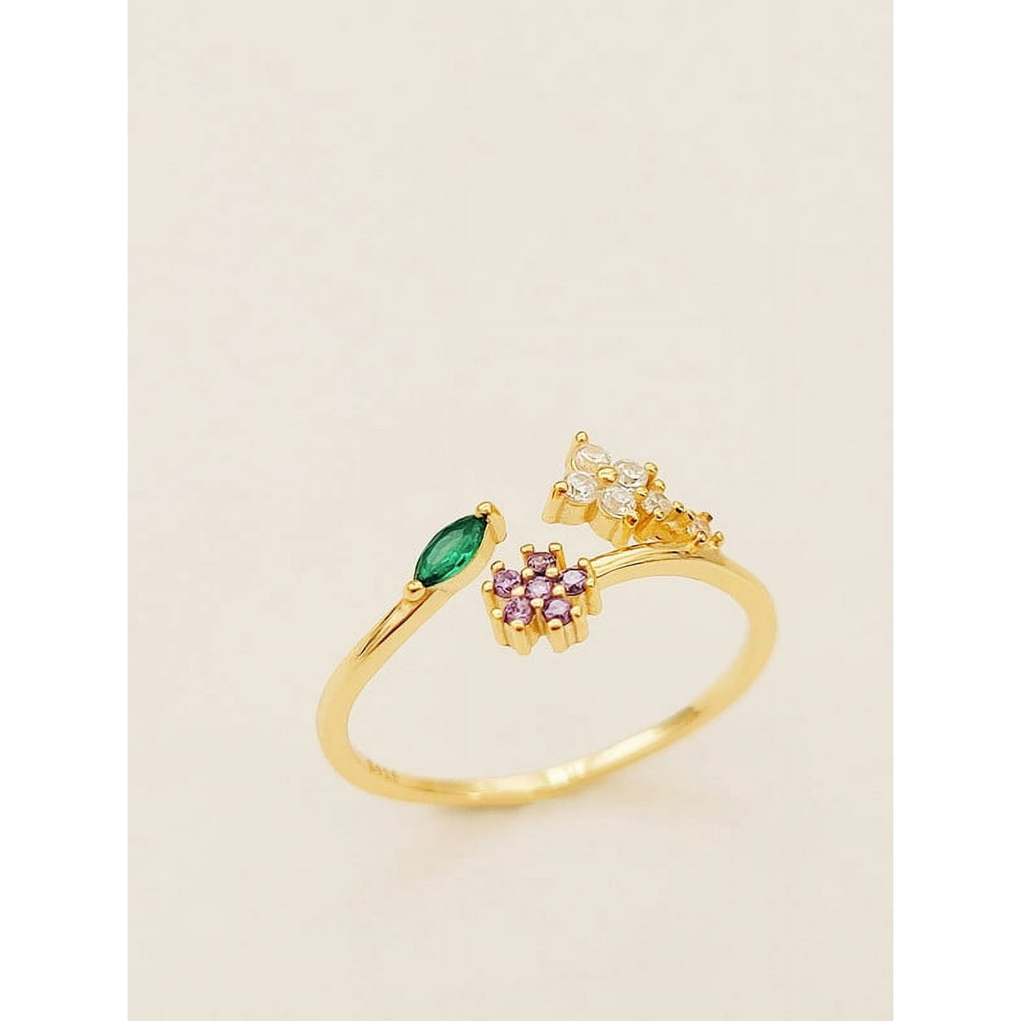 Click here for Khushi Gems Purple Blossom Ring  18ct Gold Plated... prices