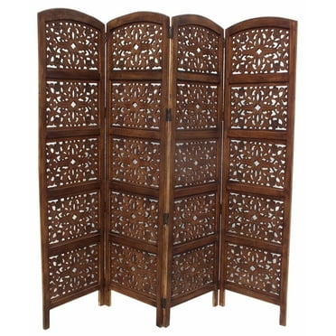 Carved Screen Sun & Moon, Wood - 4 Panel Room Divider - Walmart.com