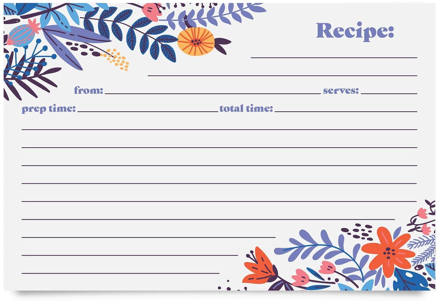 Jot & Mark Recipe Cards, Wildflower, Double Sided, Pack of 50, 4x6 ...