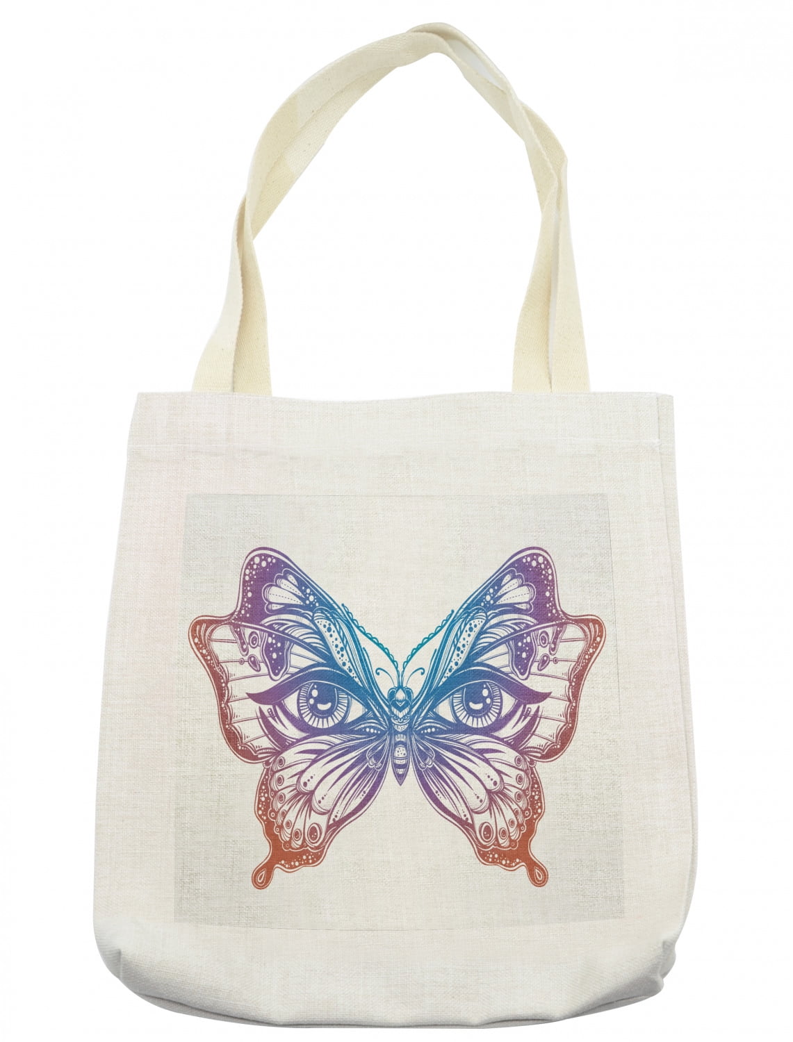 Butterfly Tote Bag, Madam Butterfly Wings with Human Eyes Retro Tattoo ...