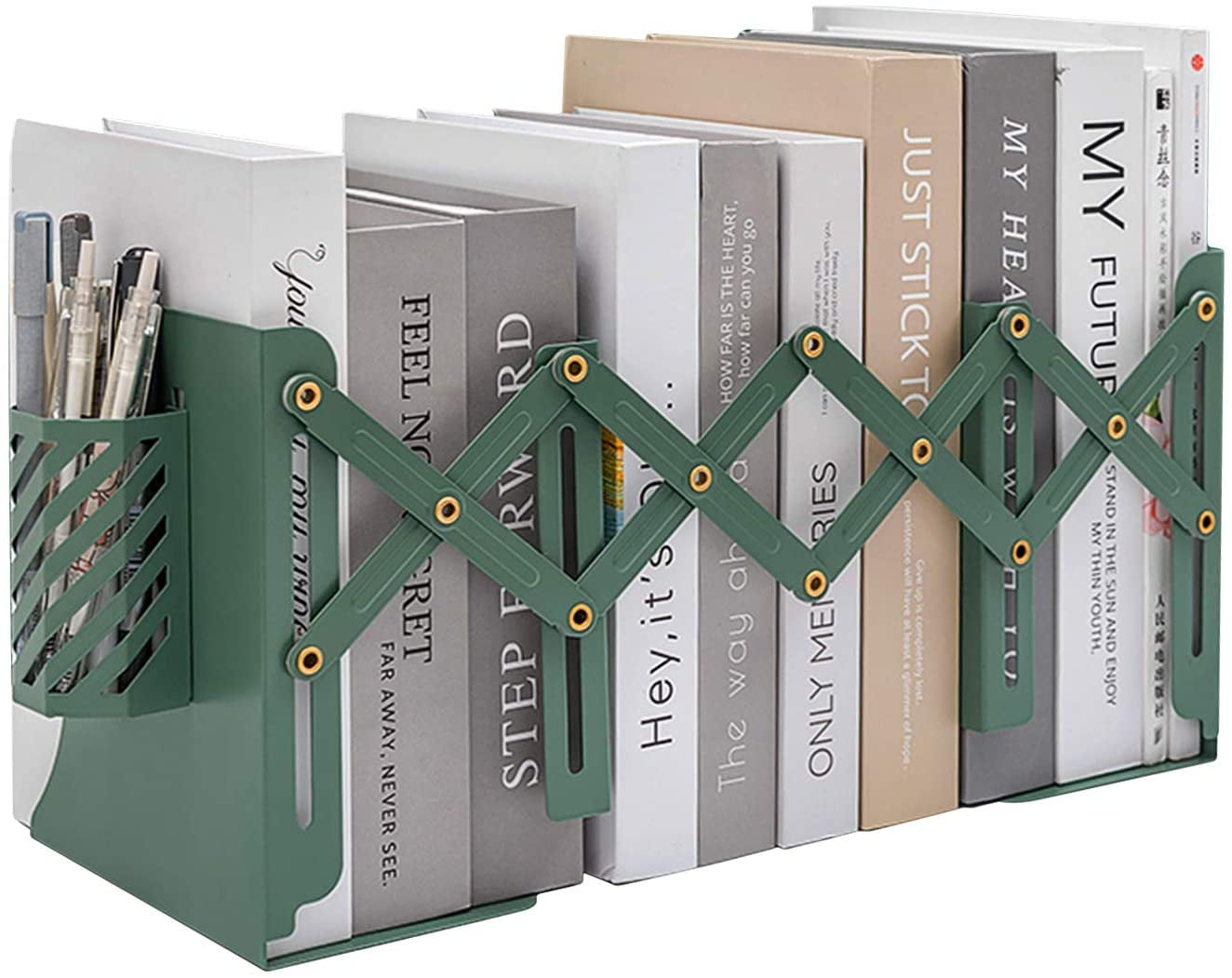 Expandable Metal Bookends Adjustable Non-Skid Book Ends with Detachable ...