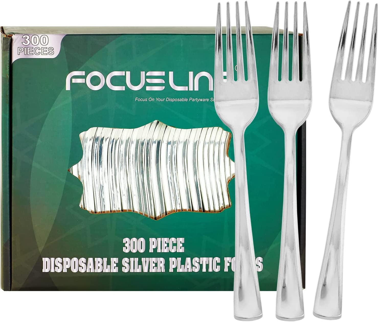 FOCUSLINE 300 Pack Disposable Silver Plastic Cutlery Forks - Walmart.com