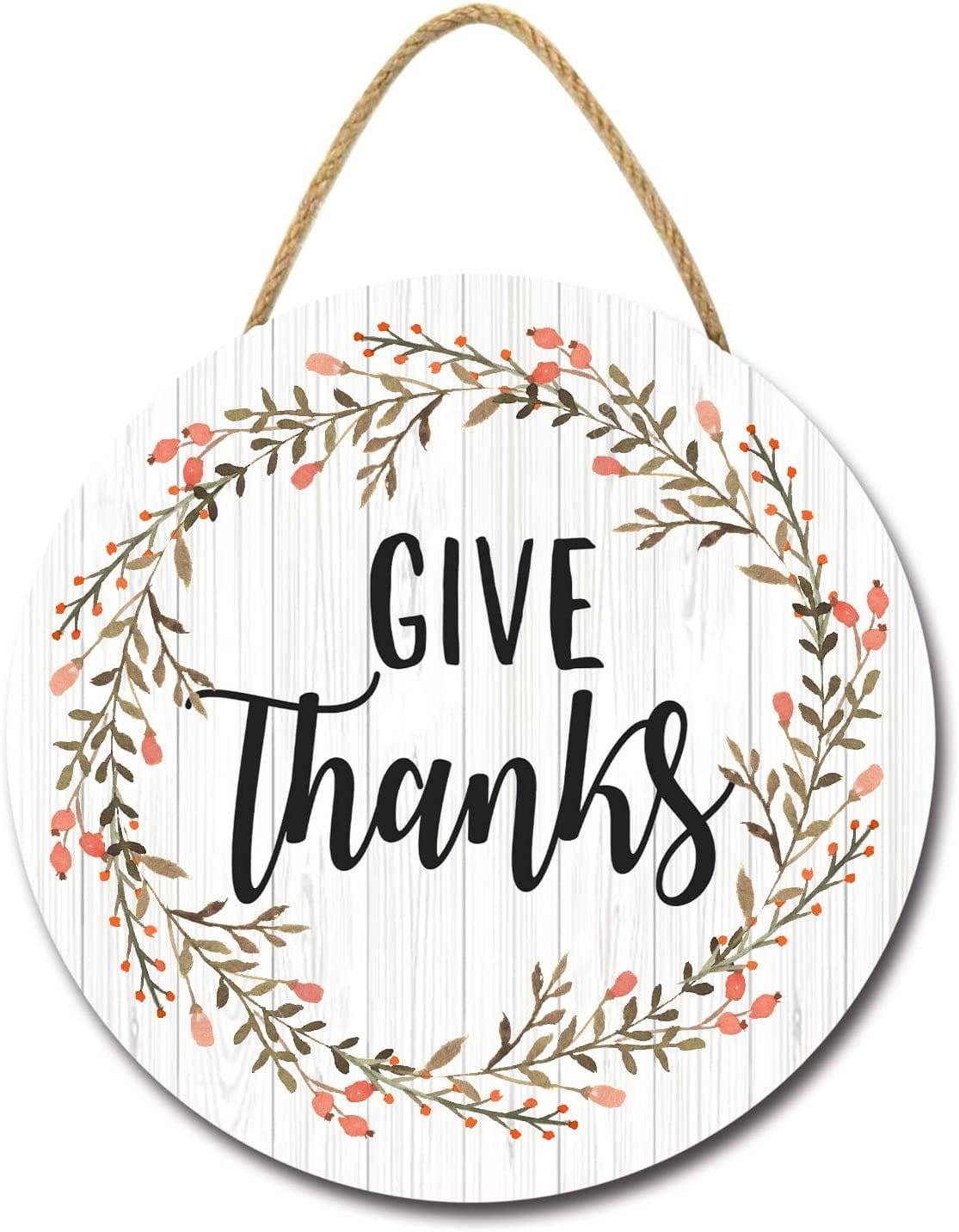 Eveokoki 11" Give Thanks Welcome Sign for Front Door Thanksgiving ...