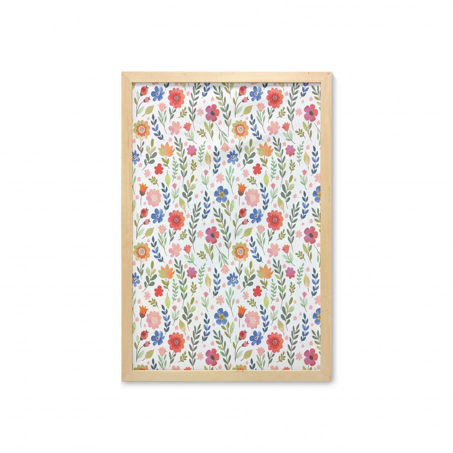 Flower Wall Art with Frame, Shabby Form Botany Florets Soft Tones ...