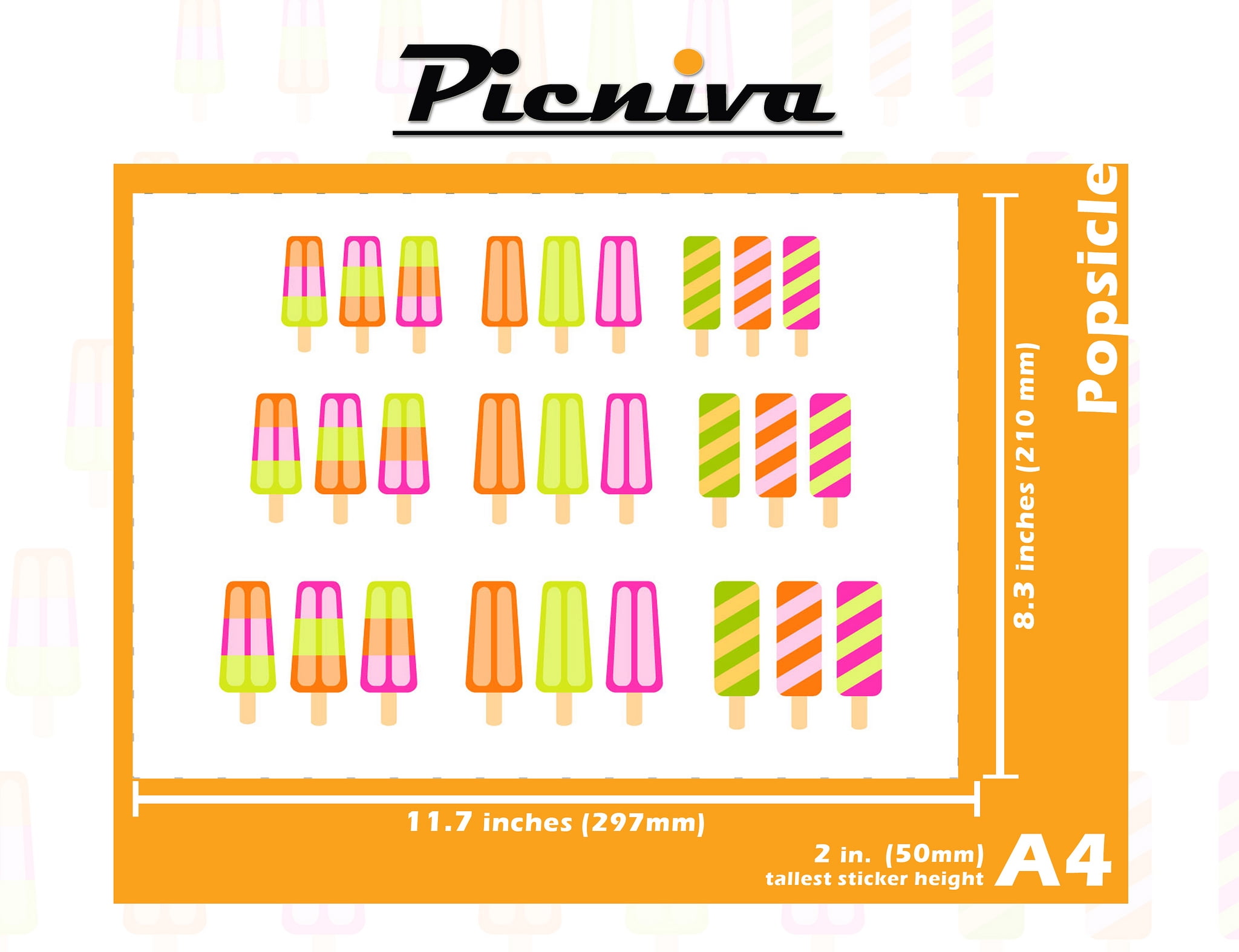 A4(2") Popsicle Baby Kid Nursery Room Decal Sticker Clear Vinyl Wall ...