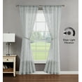 Light Gray Embroidered Sheer Window Curtain Pair w Tiebacks, 38x96 ...