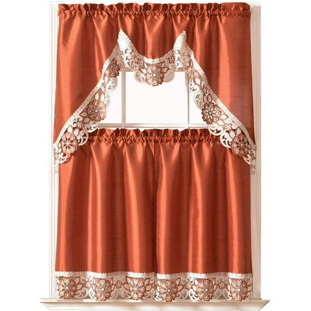 Kitchen Curtain Set/ Swag Valance & Tier Set. Nice Matching Color ...