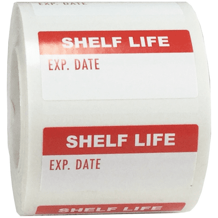 White and Red Shelf Life Labels, 3/4 x 1 1/2 Inch in Size, 500 Adhesive ...