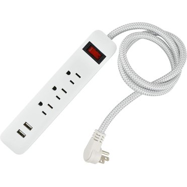 Cordinate Designer Extension Cord, 3-USB Charging Ports with Surge ...