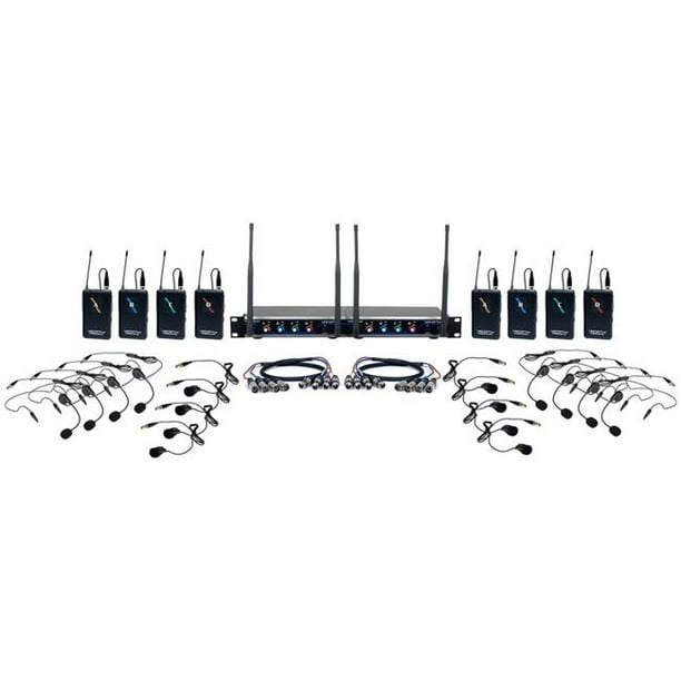 VocoPro HYBRIDPLAY8 8 Channel UHF Hybrid Wireless Headset & Lapel ...