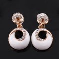 Gold Plated Rhinestone Enamel Round Shape Hollw-out Dangle Earrings for ...