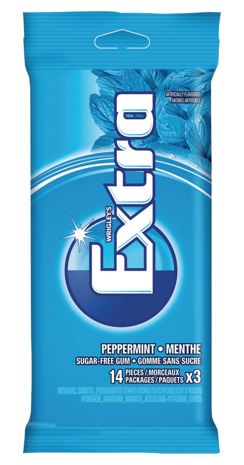 EXTRA, Peppermint Flavoured Sugar Free Chewing Gum, 14 Sticks, Pack of ...