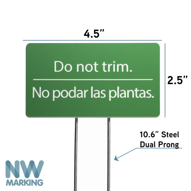 Garden Marker, Do Not Trim Acrylic Sign, Bilingual Plant Signs, Set of ...