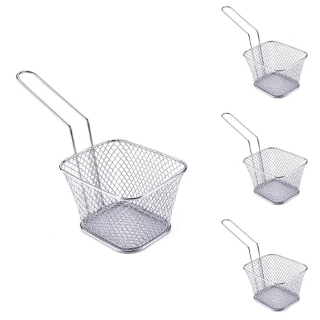 licenbar Mini French Fry Chips Baskets Net, 4-Inch Stainless Steel ...