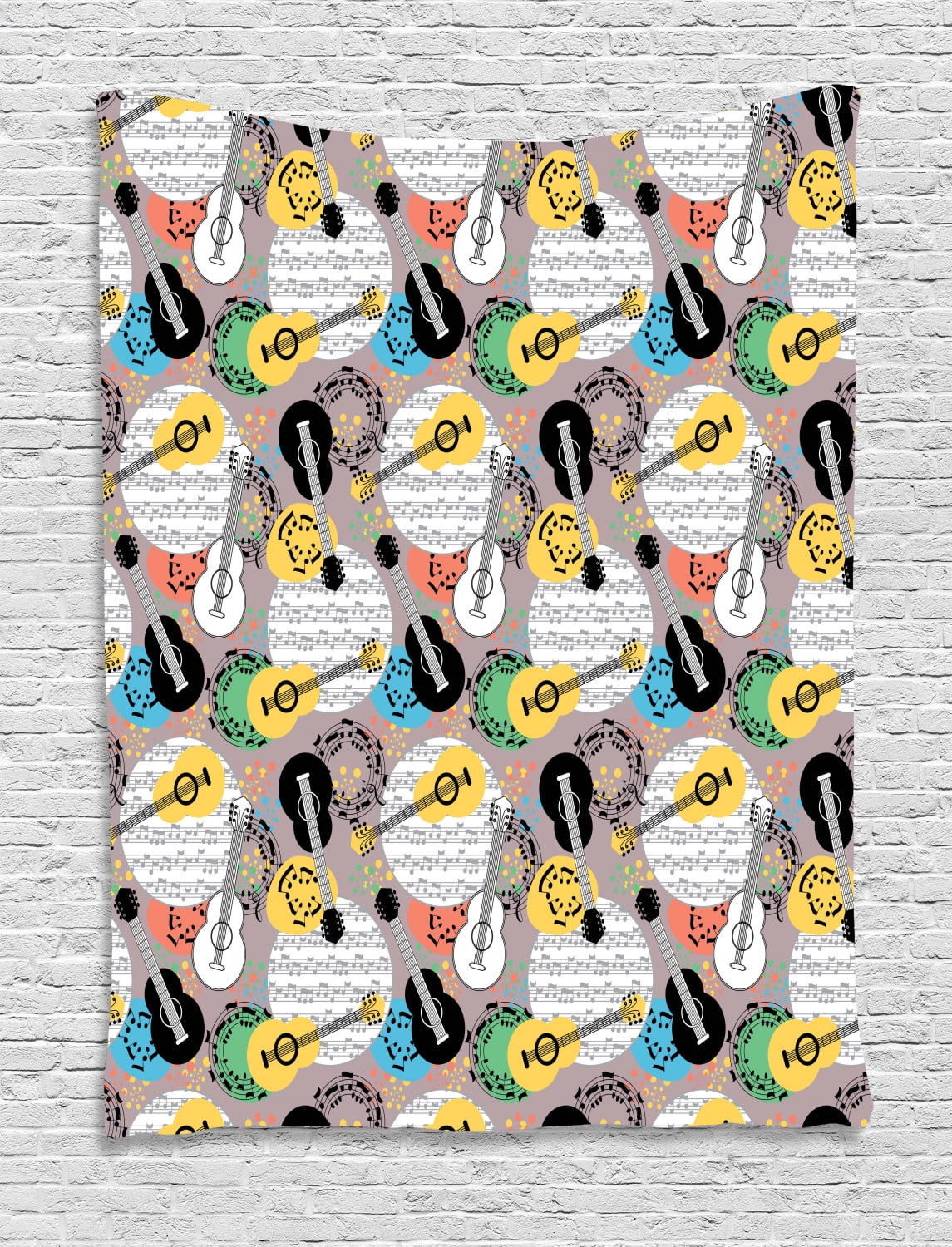 Classic Rock Tapestry, Six String Classical Guitars Repeating Pattern ...