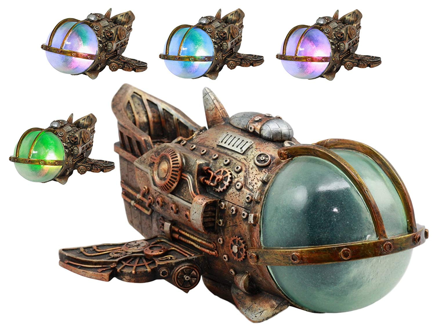 Ebros Vintage Design Armadeus Steampunk Spaceship Statue With LED Night ...