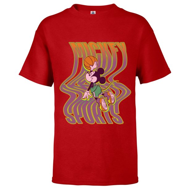Disney Mickey Mouse Sports Basketball Dunk Wavy Letters - Short Sleeve ...