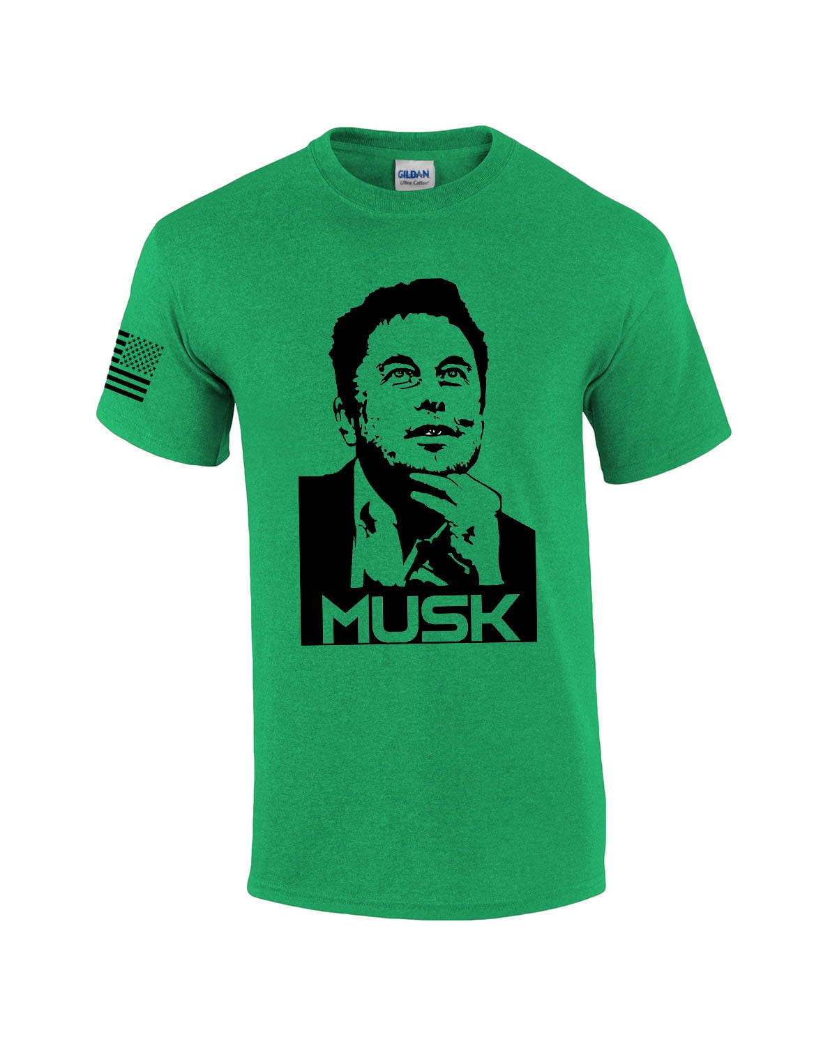 Musk Portrait of Elon American Flag Sleeve Men's Short Sleeve T-shirt ...