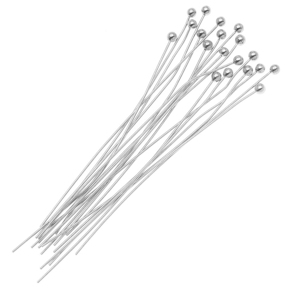 Head Pins, with Ball Head 3 Inches Long and 21 Gauge Thick, 20 Pieces ...