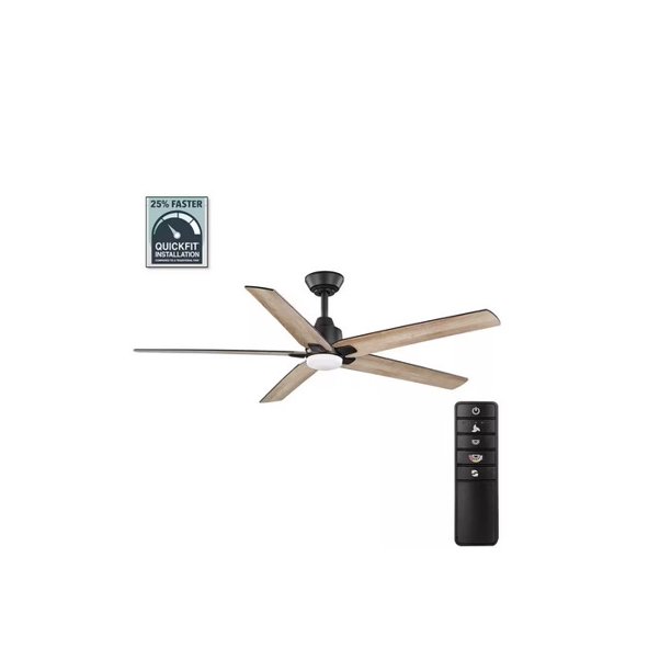 Vinwood 56 in. Indoor White Color Changing LED Matte Black Smart ...