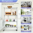 FDW Mobile 4-Tier Steel Wire Shelving Unit with 3” Casters, 36L x 14W x ...