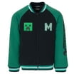 Minecraft Creeper Bomber Jacket: Boys Black Varsity Style Zip Up, Size ...