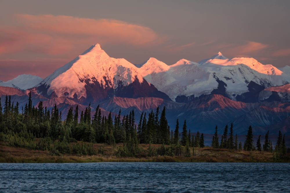 Mount Denali previously known as McKinley from Wonder Lake Denali ...