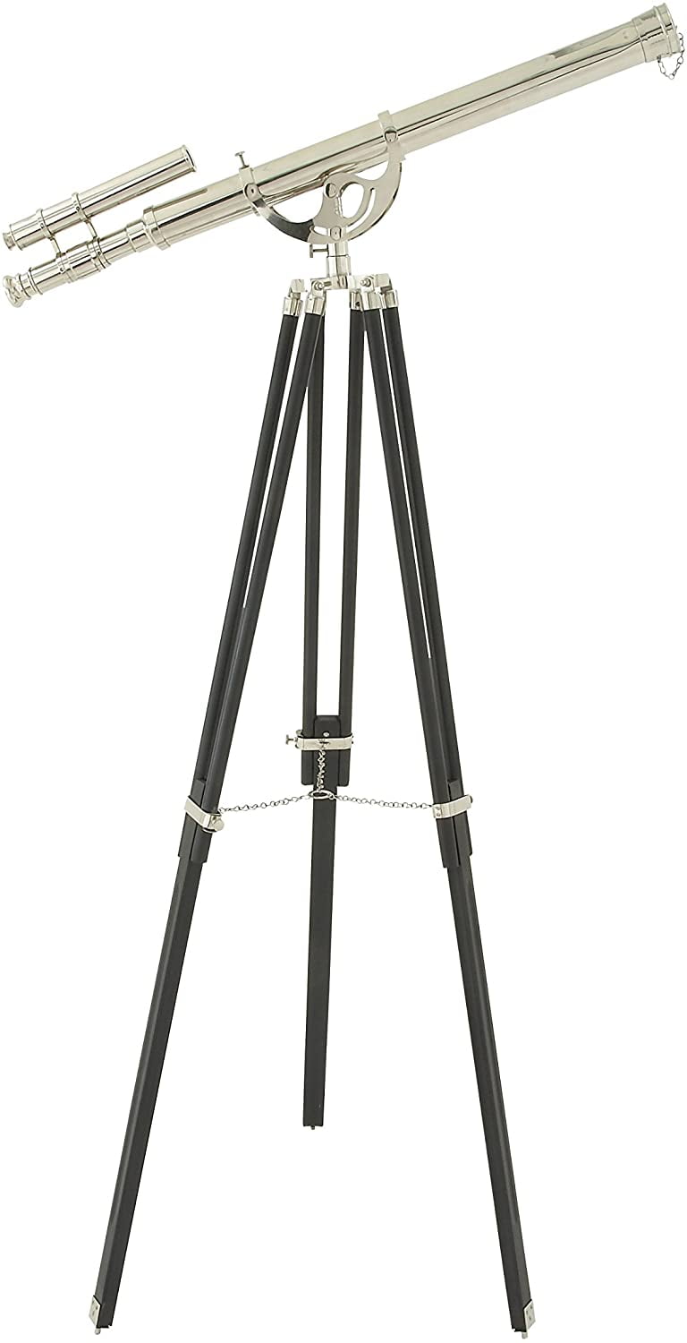 Elite Aluminum Wood Double Barrel Floor Standing Telescope with Polish ...
