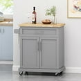 GDF Studio Negley Contemporary Kitchen Cart with Wheels, Natural and ...
