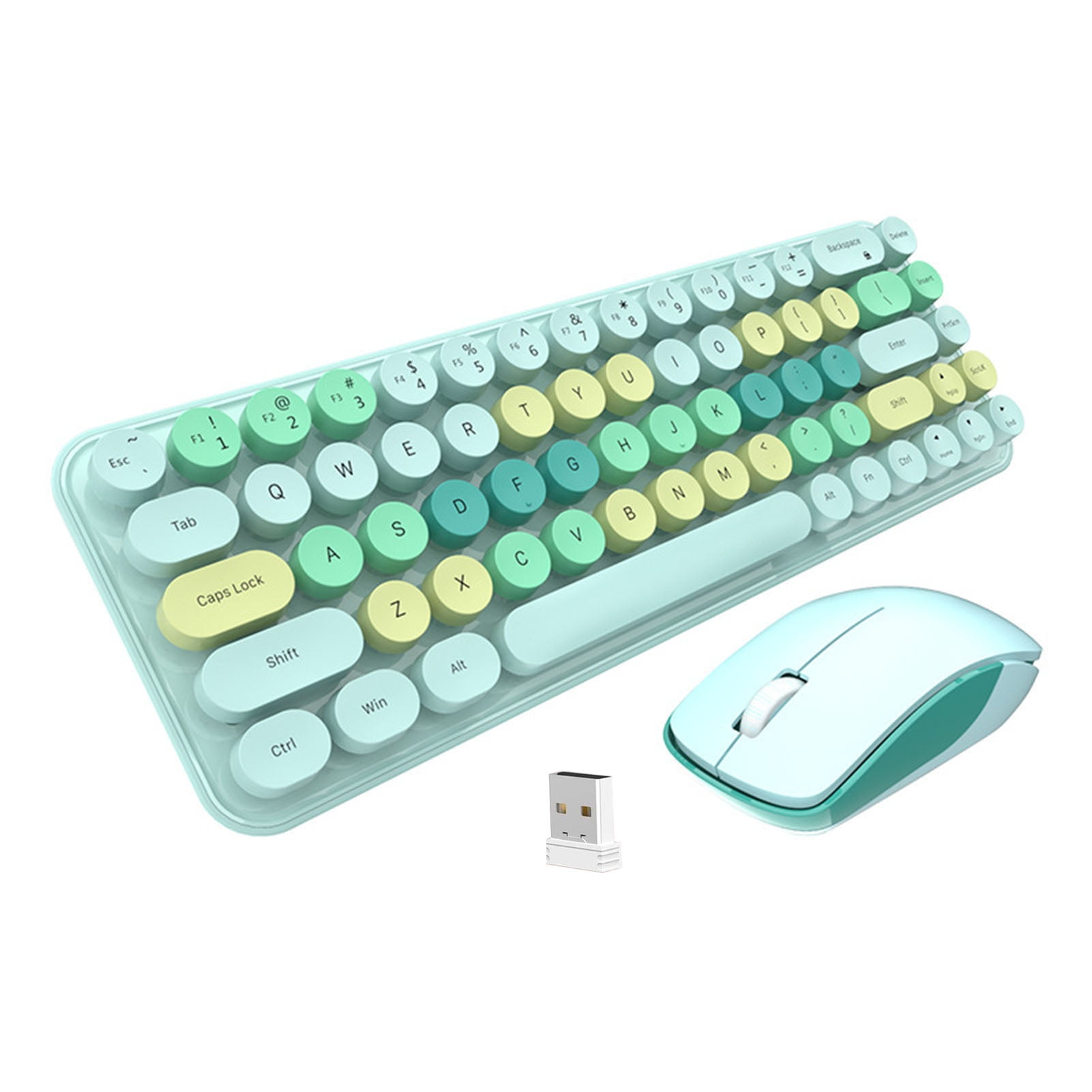 Meidiya 1 Set Wireless Keyboard Sensitive Rechargeable Round Key Caps 2 ...