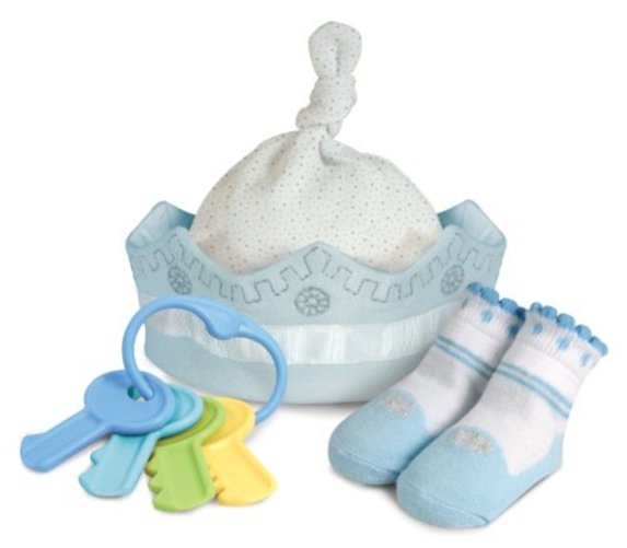 Stephan Baby Royalty Collection Knit Crown, Bootie Socks and Key Rattle ...