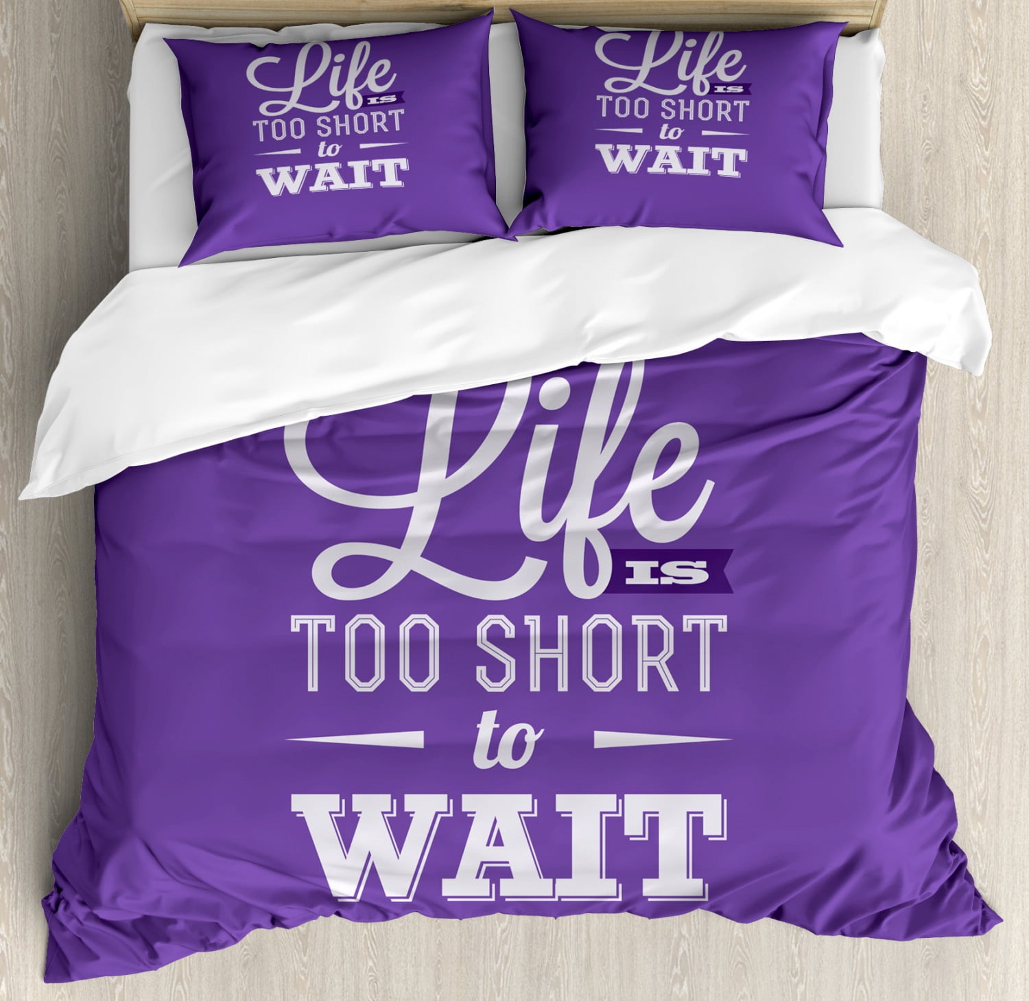 Motivational King Size Duvet Cover Set, Abstract Slogan Composition ...