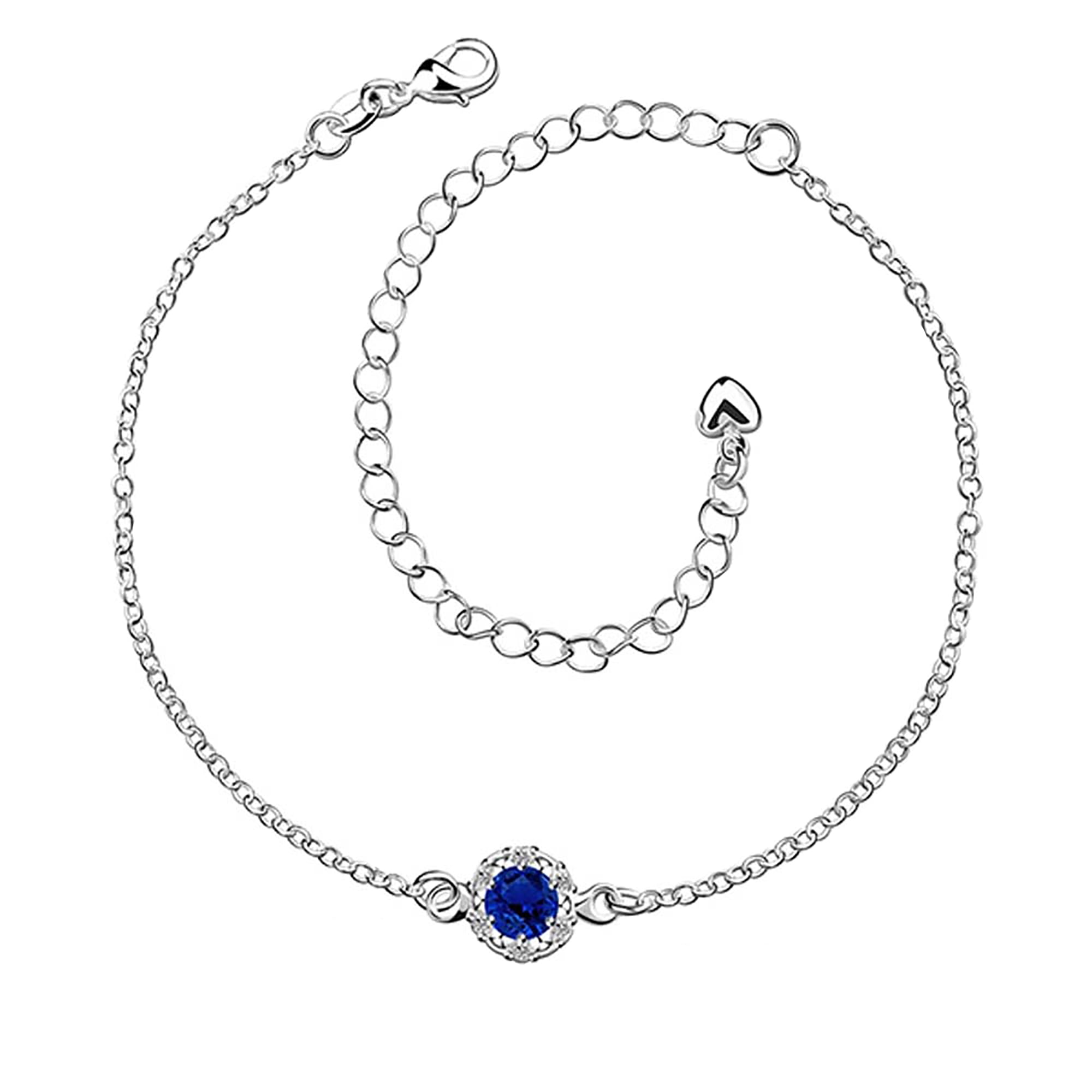 Elegant 925 Sterling Silver Blue Anklet Foot Chain - Walmart.com