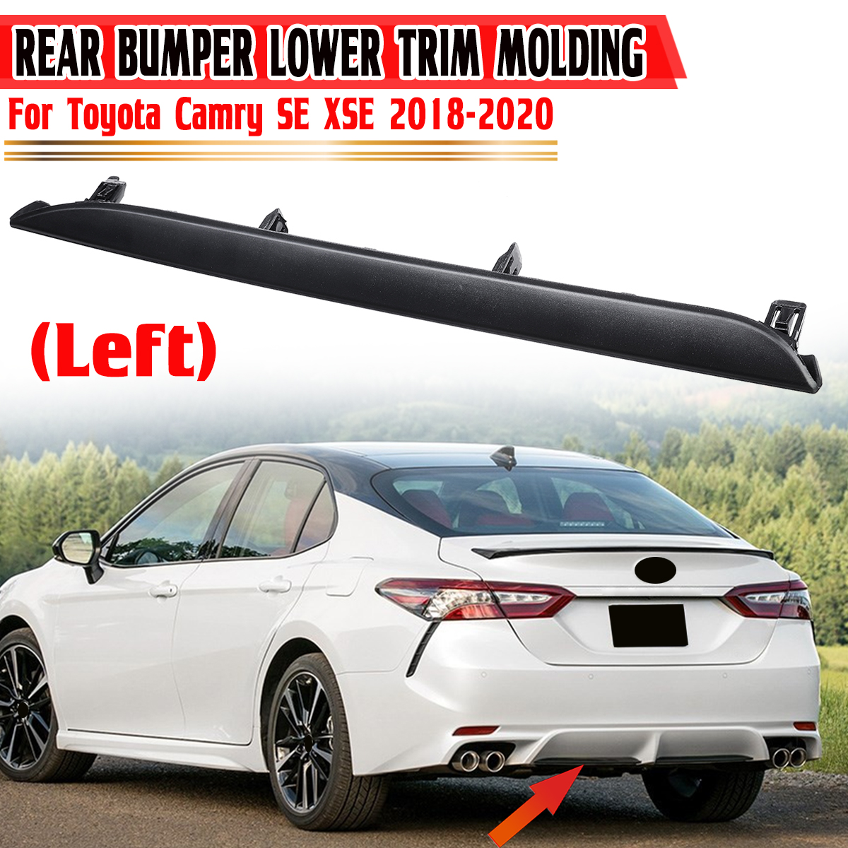 For Toyota Camry SE XSE 2018-2020 Black Rear Bumper Lower Trim Molding ...