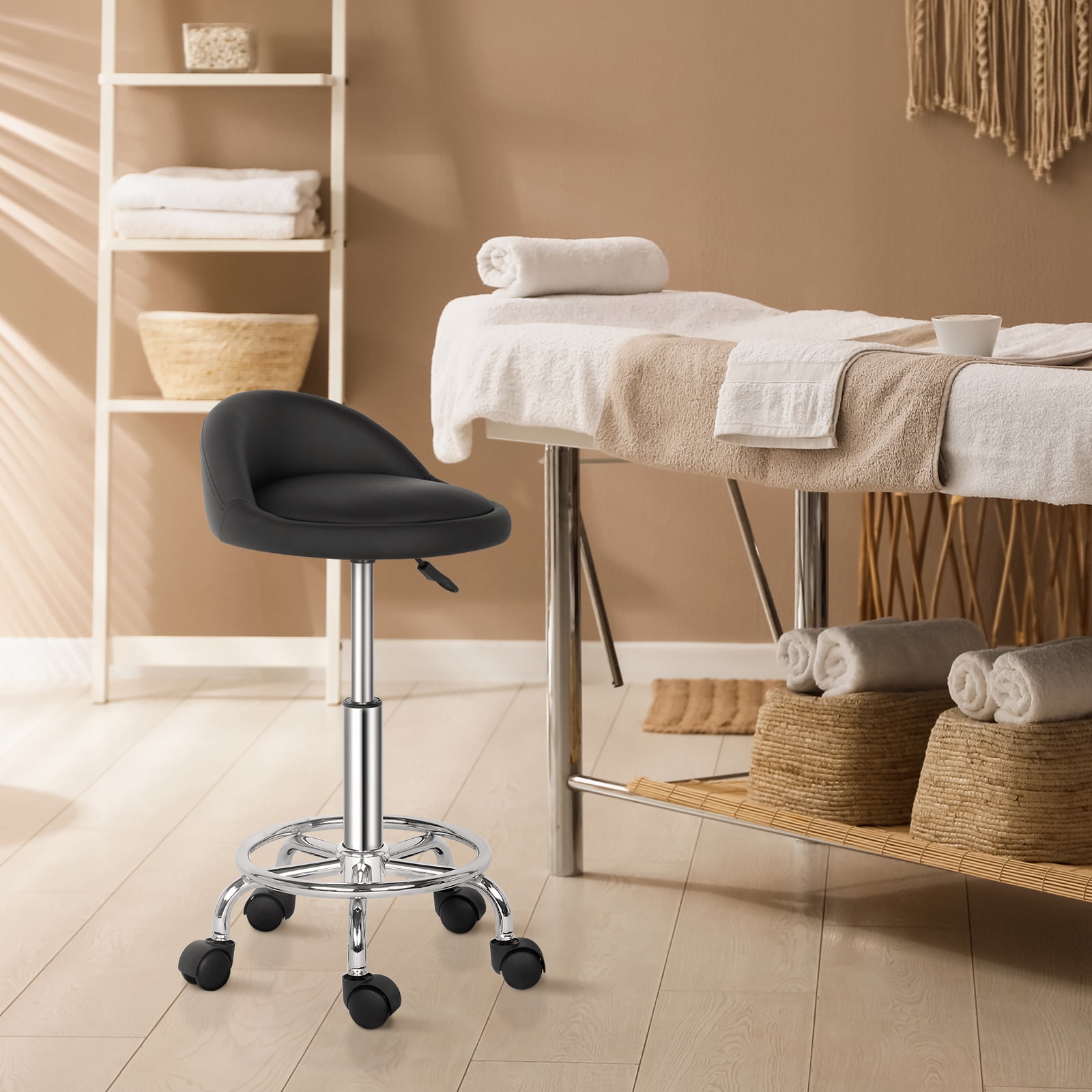 UBesGoo Rolling Stool, Swivel Salon Stool Chair, Drafting Stool Office ...