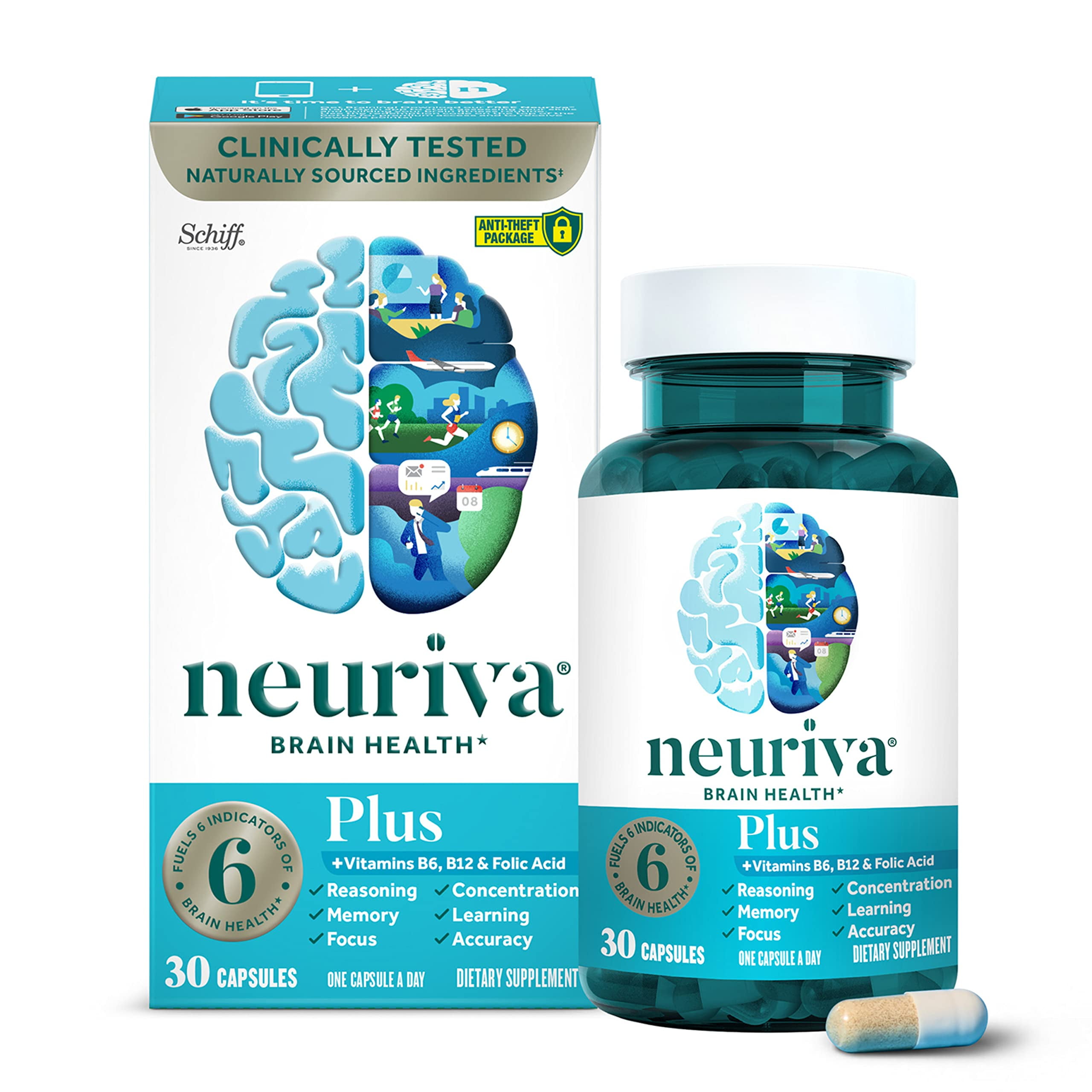 Suplemento NEURIVA Plus Brain Memory Focus 30 cápsulas | Bodega Aurrera ...