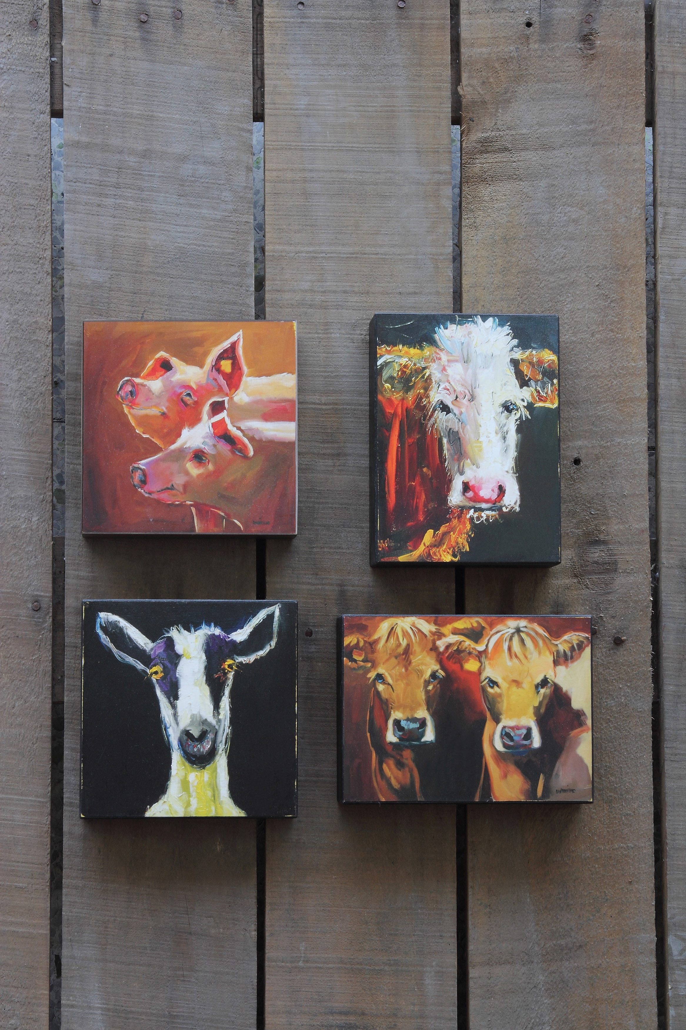 Creative Co-Op Wood Blocks with Cow Images (Set of 4 Designs) - Walmart.com