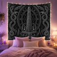 Carved Stone Pillar With Intertwined Serpents On A Black Background ...