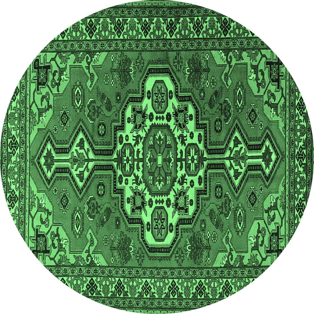 Ahgly Company Indoor Round Persian Emerald Green Traditional Area Rugs ...