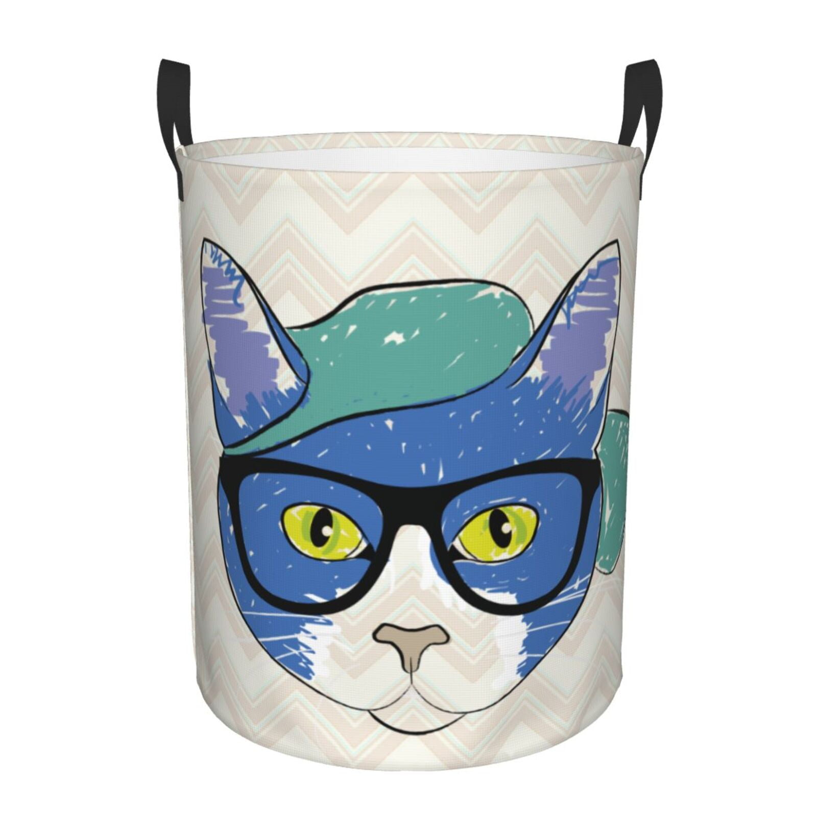 LNWH Laundry Basket, Cartoon Drawing Cat Pattern Foldable Laundry ...