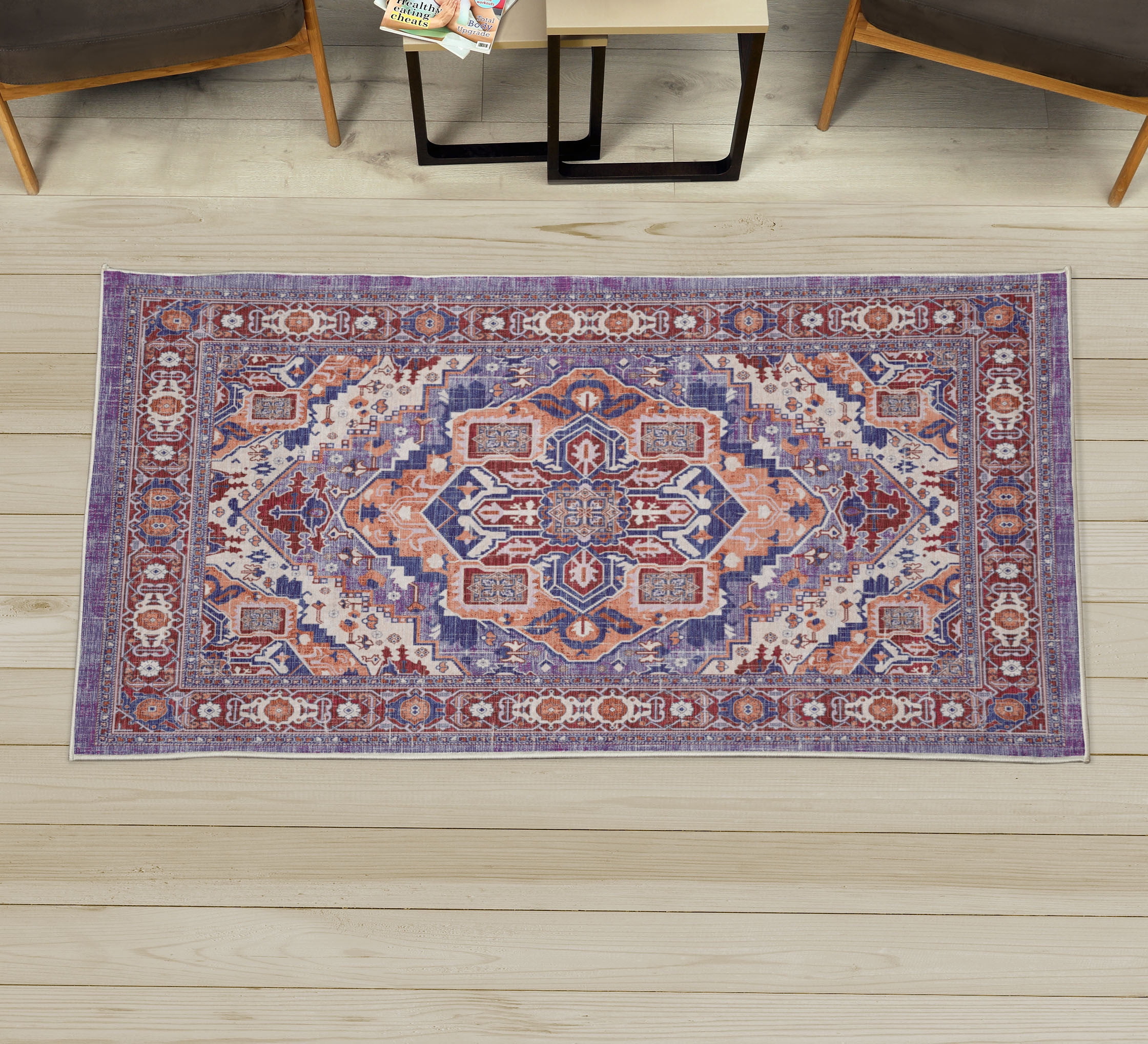 Ethnic Decorative Rug, Bohemian Retro Themed Floral Details Cultural ...
